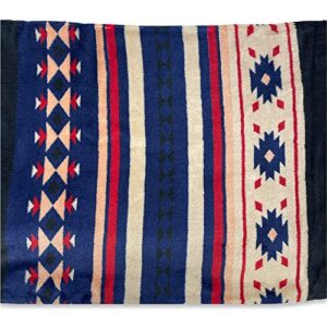 Nu Trendz Signature Southwest Design Sherpa Lined Throw Blanket 50"x 60" (Blue_Beige)