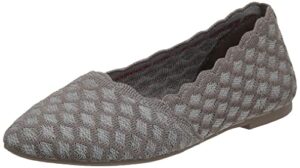 skechers women's cleo-honeycomb ballet flat, dark taupe, 10