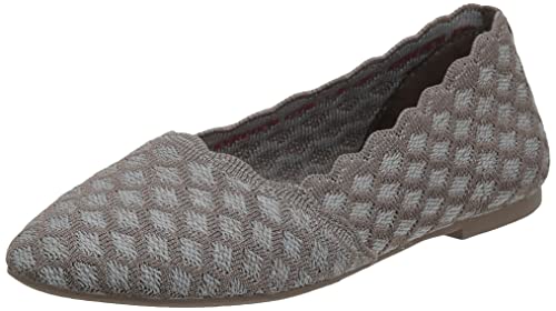 Skechers Women's Cleo-Honeycomb Ballet Flat, Dark Taupe, 10