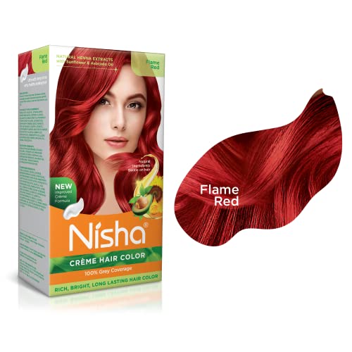 Nisha Cream Hair Color (150 ml/each) Flame Red Pack of 1