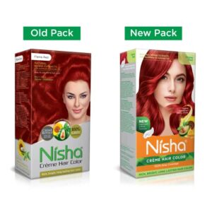 Nisha Cream Hair Color (150 ml/each) Flame Red Pack of 1