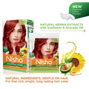 Nisha Cream Hair Color (150 ml/each) Flame Red Pack of 1