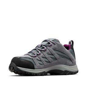 columbia womens crestwood mid waterproof hiking shoe, graphite, wild iris, 8.5 us