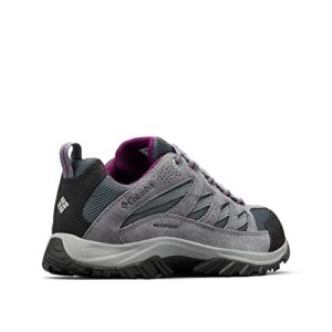 Columbia Womens Crestwood Mid Waterproof Hiking Shoe, Graphite, Wild Iris, 8.5 US