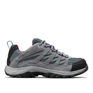 Columbia Womens Crestwood Mid Waterproof Hiking Shoe, Graphite, Wild Iris, 8.5 US