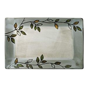 pfaltzgraff rustic leaves rectangular platter,white 14 inch long x 9 inch wide