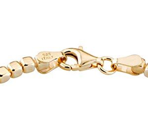 Miabella 18K Gold Over 925 Sterling Silver Organic Cube Bead Chain Bracelet for Women Men, Handmade in Italy (Length 7 Inches (Small))