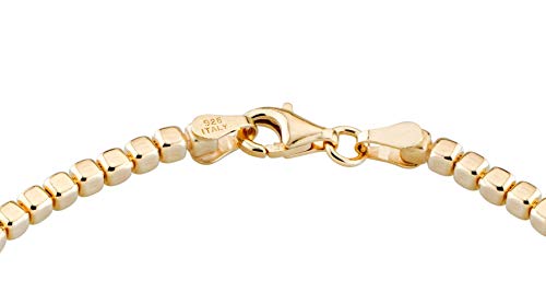 Miabella 18K Gold Over 925 Sterling Silver Organic Cube Bead Chain Bracelet for Women Men, Handmade in Italy (Length 7 Inches (Small))