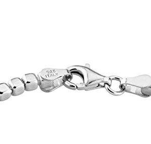 Miabella 925 Sterling Silver Organic Cube Bead Chain Bracelet for Women Men, Handmade in Italy (Length 8 Inches)