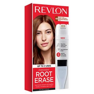 revlon permanent hair color, permanent hair dye, at-home root erase with applicator brush for multiple use, 100% gray coverage, dark auburn/ reddish brown (4r), 3.2 fl oz