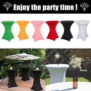 SUNTQ 2 Pack Spandex Table Covers, Cocktail Fitted Tablecloths, Round Highboy Stretch Table Cloths for Party, Wedding, Birthday, Banquet, Vendors,Bistro Table,White,32x43 Height