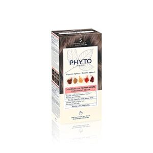 PHYTO Phytocolor Permanent Hair Color, 5 Light Brown, with Botanical Pigments, 100% Grey Hair Coverage, Ammonia-free, PPD-free, Resorcin-free, 0.42 oz.