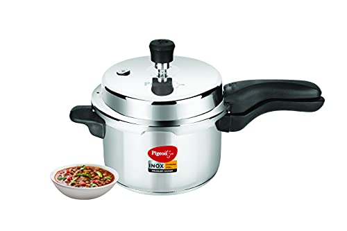 Pigeon 3 Qt Small Pressure Cooker, Stainless Steel, Olla de Presion Acero Inoxidable, Pequeña, Stovetop & Induction Compatible, Instant Cooking, Pressure Pot for Cooking, Indian Pressure Cooker 3 Lt