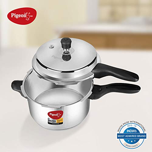 Pigeon 3 Qt Small Pressure Cooker, Stainless Steel, Olla de Presion Acero Inoxidable, Pequeña, Stovetop & Induction Compatible, Instant Cooking, Pressure Pot for Cooking, Indian Pressure Cooker 3 Lt