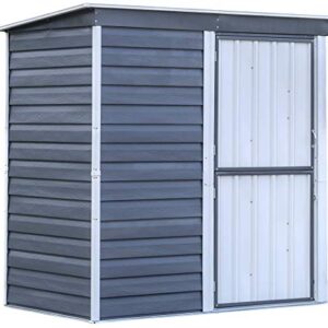 Arrow Shed SBS64 Shed-in-a-Box Compact Galvanized Steel Storage Shed with Pent Roof, 6'x4', Charcoal