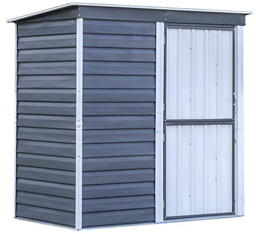 Arrow Shed SBS64 Shed-in-a-Box Compact Galvanized Steel Storage Shed with Pent Roof, 6'x4', Charcoal