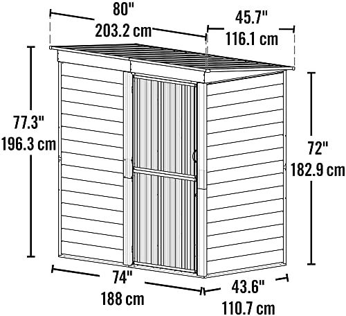 Arrow Shed SBS64 Shed-in-a-Box Compact Galvanized Steel Storage Shed with Pent Roof, 6'x4', Charcoal