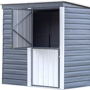 Arrow Shed SBS64 Shed-in-a-Box Compact Galvanized Steel Storage Shed with Pent Roof, 6'x4', Charcoal