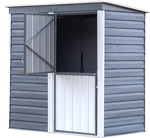 Arrow Shed SBS64 Shed-in-a-Box Compact Galvanized Steel Storage Shed with Pent Roof, 6'x4', Charcoal