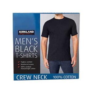 Kirkland Men's Crew Neck White T-Shirts 100% Combed Heavyweight Cotton (Pack of 6) (Black, XX-Large)