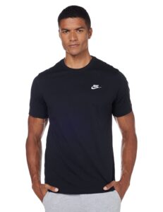 nike men's nsw club crew, black/white, large