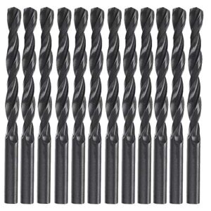 drillforce 12pcs 3/32 inch x 2-1/4 inch m2 drill bits, black finish, high speed steel twist drill bits