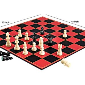 Point Games Classic Chess Board Game - 15 Inch Super Durable Folding Board - Portable Beginner Travel Chess Set for Adults and Kids