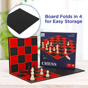 Point Games Classic Chess Board Game - 15 Inch Super Durable Folding Board - Portable Beginner Travel Chess Set for Adults and Kids