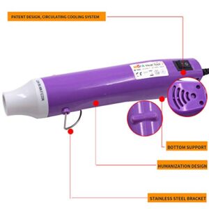 New Heat Gun,mofa Hot Air Gun Tools Shrink Gun with Stand For DIY Embossing And Drying Paint Multi-Purpose Electric Heating Nozzle Heat Gun For Epoxy Resin300W 110V (Purple,White)