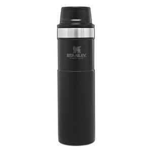 stanley classic trigger action travel mug 20 oz–leak proof + packable hot & cold thermos–double wall vacuum insulated tumbler for coffee, tea & drinks–bpa free stainless-steel travel cup, matte black