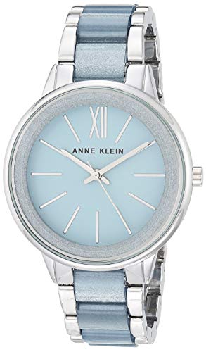 Anne Klein Women's AK/1413LBSV Silver-Tone and Light Blue Resin Bracelet Watch