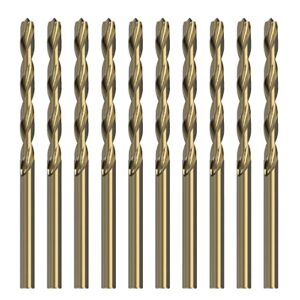 leton 5/32" m35 cobalt high speed steel hss twist drill bit for steel, iron, copper, aluminum, pack of 10 (4.0mm diameter)