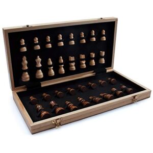 GSE Chess Set 15" x 15" Wooden Chess Game Set - Folding Chess Board Set with Chess Pieces & Storage Box - Wooden Chess Set Board Game (Non-Magnetic Chess Set)