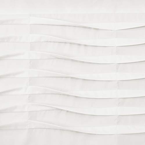 Lush Decor, 18” x 52”, White Wave Texture Valance | Pleated Ruffle Fold Window Kitchen Curtain (Single)