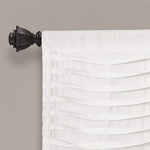 Lush Decor, 18” x 52”, White Wave Texture Valance | Pleated Ruffle Fold Window Kitchen Curtain (Single)