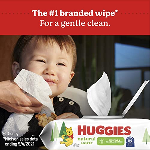 Huggies Natural Care Sensitive Baby Wipes, Unscented, Hypoallergenic, 99% Purified Water, 10 Flip-Top Packs (560 Wipes Total)