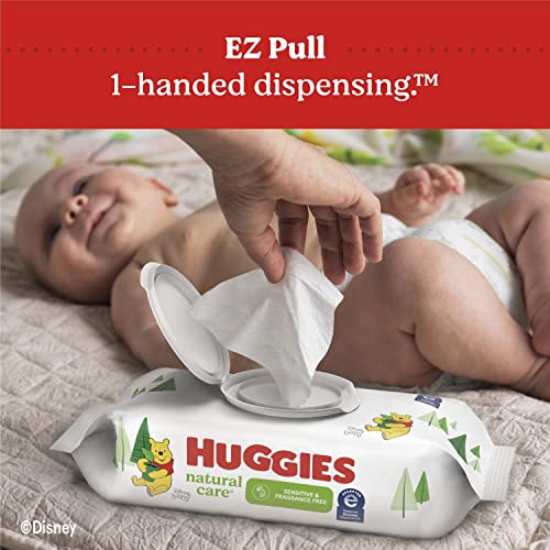 Huggies Natural Care Sensitive Baby Wipes, Unscented, Hypoallergenic, 99% Purified Water, 10 Flip-Top Packs (560 Wipes Total)