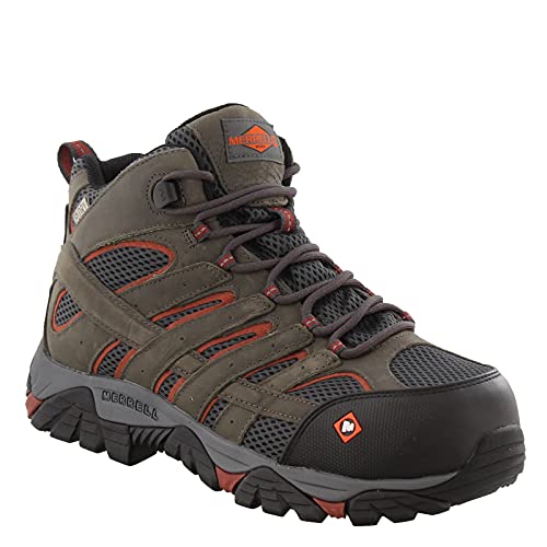 Merrell Men's Moab Vertex Mid Waterproof Composite Toe Construction Boot, Pewter, 10