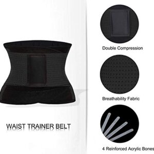 QEESMEI Waist Trainer Belt for Women - Waist Cincher Trimmer - Slimming Body Shaper Belt Sport Girdle Belt, Black Medium