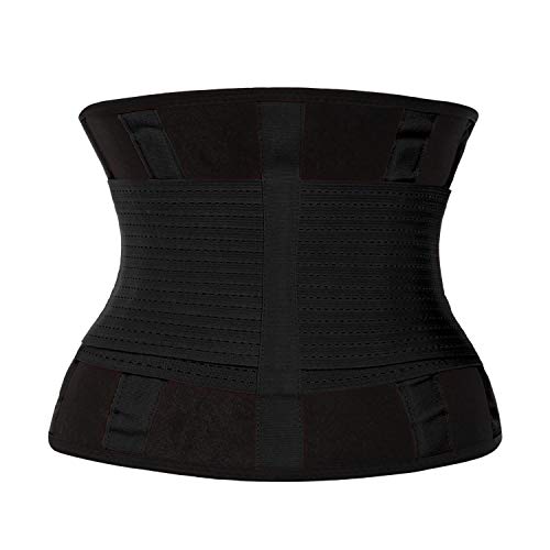 QEESMEI Waist Trainer Belt for Women - Waist Cincher Trimmer - Slimming Body Shaper Belt Sport Girdle Belt, Black Medium