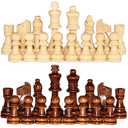 ASNEY Wooden Chess Pieces, Tournament Staunton Wood Chessmen Pieces Only, 3.15” King Figures Chess Game Pawns Figurine Pieces, Includes Storage Bag