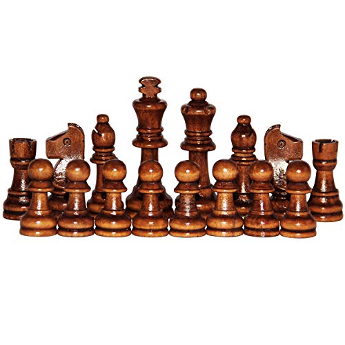 ASNEY Wooden Chess Pieces, Tournament Staunton Wood Chessmen Pieces Only, 3.15” King Figures Chess Game Pawns Figurine Pieces, Includes Storage Bag