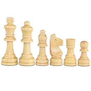 ASNEY Wooden Chess Pieces, Tournament Staunton Wood Chessmen Pieces Only, 3.15” King Figures Chess Game Pawns Figurine Pieces, Includes Storage Bag