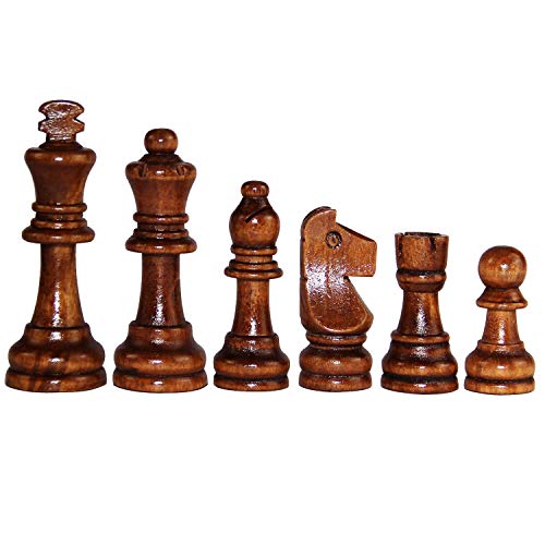 ASNEY Wooden Chess Pieces, Tournament Staunton Wood Chessmen Pieces Only, 3.15” King Figures Chess Game Pawns Figurine Pieces, Includes Storage Bag