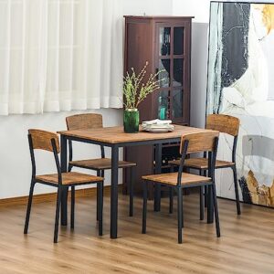 HOMCOM 5 Piece Industrial Dining Table Set for 4, Rectangular Kitchen Table and Chairs, Dining Room Set for Small Space