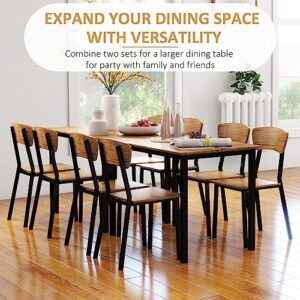 HOMCOM 5 Piece Industrial Dining Table Set for 4, Rectangular Kitchen Table and Chairs, Dining Room Set for Small Space