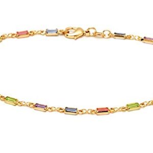 Barzel 18K Gold Plated Baguette Multi Stone Crystal Bracelet For Women- Made In Brazil