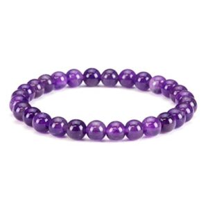 cherry tree collection - small, medium, large sizes - gemstone beaded bracelets for women, men, and teens - 6mm round beads (amethyst - small)