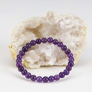 Cherry Tree Collection - Small, Medium, Large Sizes - Gemstone Beaded Bracelets For Women, Men, and Teens - 6mm Round Beads (Amethyst - Small)