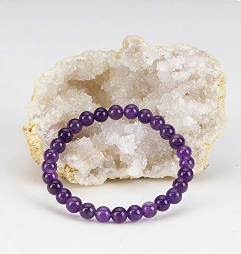 Cherry Tree Collection - Small, Medium, Large Sizes - Gemstone Beaded Bracelets For Women, Men, and Teens - 6mm Round Beads (Amethyst - Small)